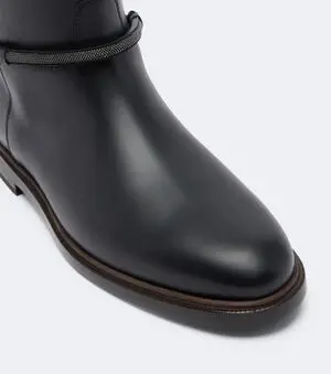 Brunello Cucinelli Monili Leather Knee-high Boots