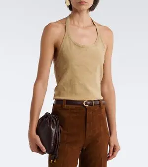 Stouls Cherry Halterneck Suede Top