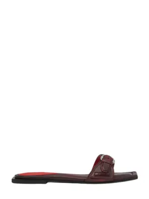 FERRARI Flat Leather Sandal - Red