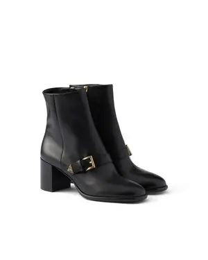 Prada Leather Booties - Black