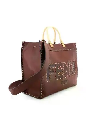 Fendi Sunshine Shopper Leather Medium Tote Bag - Brown