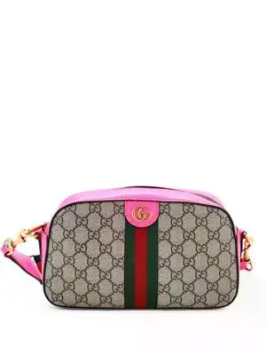 Gucci Ophidia Convertible Camera Bag Gg Coated Canvas With Leather Small Shoulder Bag - Brown