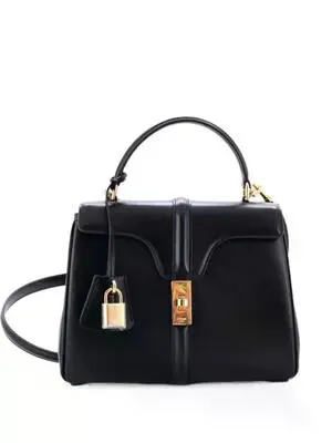 Celine 16 Top Handle Bag Smooth Calfskin Small Satchel - Black