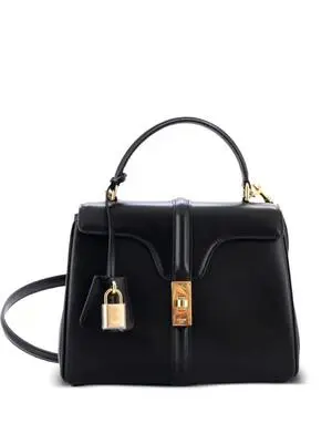 Celine 16 Top Handle Bag Smooth Calfskin Small Satchel - Black
