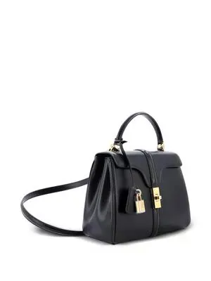 Celine 16 Top Handle Bag Smooth Calfskin Small Satchel - Black