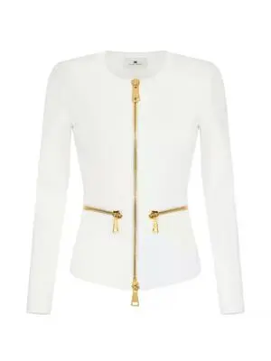 Elisabetta Franchi Knit Zip Cardigan - White