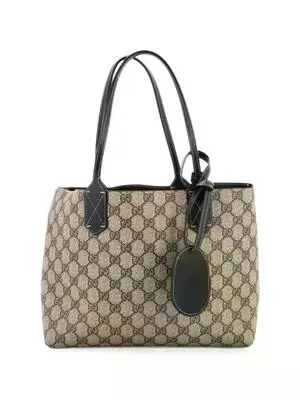 Gucci Reversible Gg Print Leather Small Tote Bag - Black