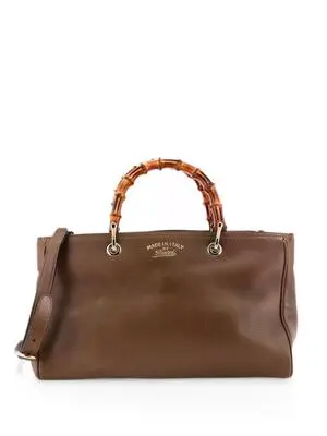 Gucci Bamboo Shopper Leather Medium Tote Bag - Brown