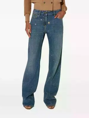 Elisabetta Franchi Palazzo Jeans With Rhinestones