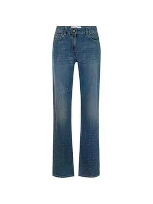 Elisabetta Franchi Palazzo Jeans With All-over Rhinestones