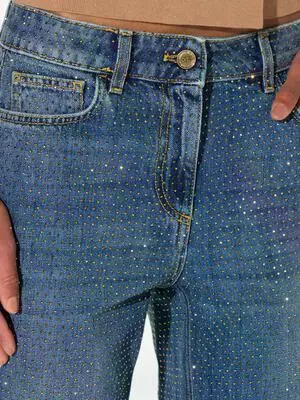Elisabetta Franchi Palazzo Jeans With All-over Rhinestones