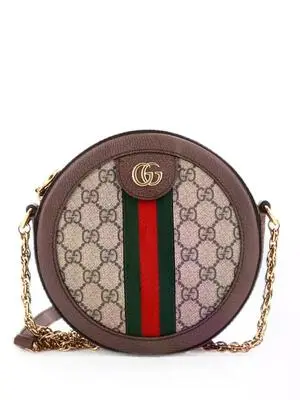 Gucci Ophidia Round Shoulder Bag Gg Coated Canvas Mini Crossbody Bag - Brown