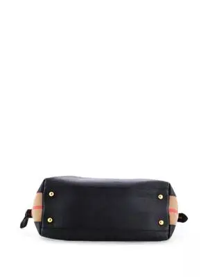 Burberry Welburn Leather And House Check Canvas Tote Bag