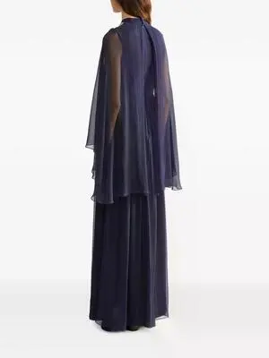Erdem Embellished Silk-creponne Maxi Gown - Blue