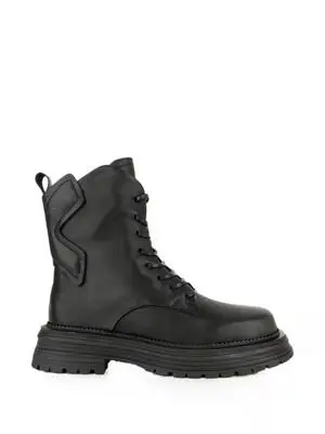 LINDA BAUMANN Lace-up Panelled Boots - Black