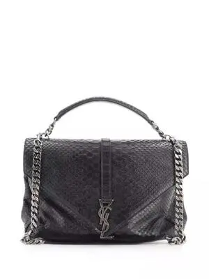 Saint Laurent Classic Monogram College Bag Python Embossed Leather Large Satchel