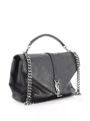 Saint Laurent Classic Monogram College Bag Python Embossed Leather Large Satchel
