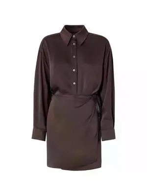 Pinko Wrap-style Long-sleeve Shirt Dress - Brown