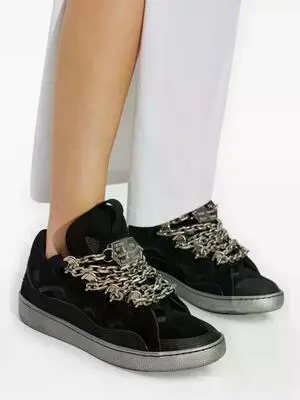 LANVIN Curb Chain-embellished Leather Sneakers