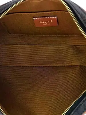 Celine Embroidered Triomphe Coated Canvas With Leather Small Shoulder Bag