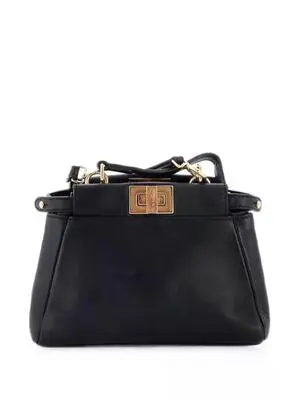 Fendi Peekaboo Bag Leather Micro Crossbody Bag - Black