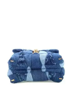 Versace Medusa Chain Flap Patchwork Denim Shoulder Bag