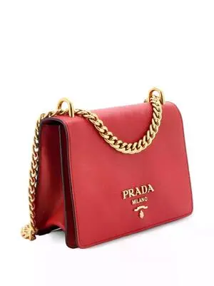 Prada Saffiano Leather Small Crossbody Bag With Chain Flap