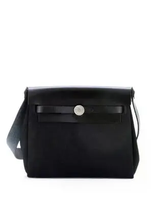 Hermès Herbag Zip Toile And Leather 20 Shoulder Bag - Black