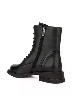 LINDA BAUMANN Lace-up Leather Ankle Boots - Black