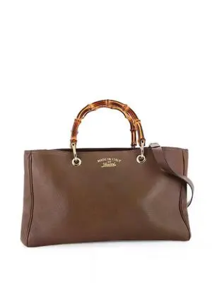Gucci Bamboo Shopper Leather Medium Tote Bag - Brown