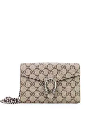 Gucci Dionysus Chain Wallet Gg Coated Canvas Small Crossbody Bag - Brown