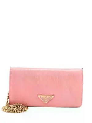 Prada Wallet On Chain Vitello Move Long Crossbody Bag - Pink