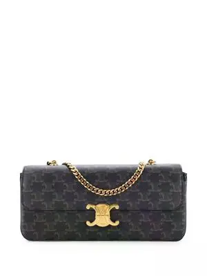 Celine Triomphe Chain Triomphe Coated Canvas Medium Shoulder Bag - Brown