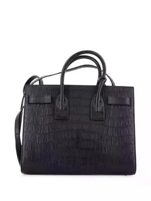 Saint Laurent Sac De Jour Nm Bag Crocodile Embossed Leather Small Satchel - Black