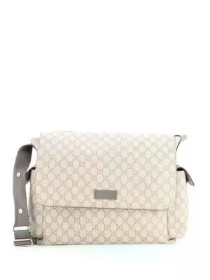 Gucci Diaper Bag Gg Coated Canvas Crossbody Bag - Grey