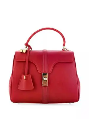 Celine 16 Top Handle Bag Grained Calfskin Small Satchel - Red