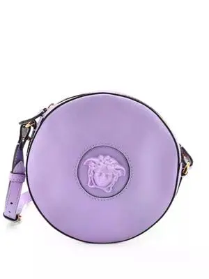 Versace La Medusa Round Camera Bag Leather Small Crossbody Bag - Purple
