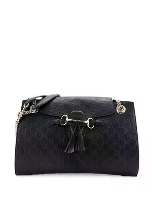 Gucci Emily Chain Flap Guccissima Leather Large Shoulder Bag - Black