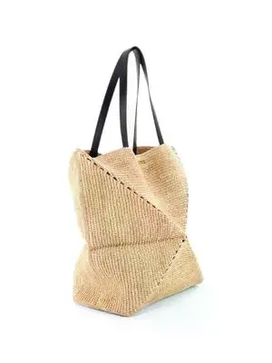Loewe Puzzle Fold Raffia Large Tote Bag