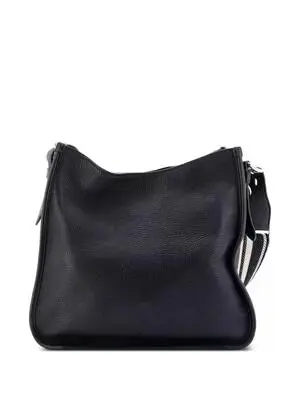 Prada Logo Strap Leather Medium Hobo Bag - Black