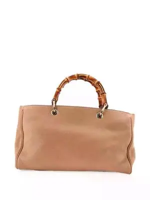 Gucci Bamboo Shopper Leather Medium Tote Bag - Neutrals
