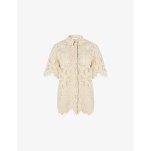MALINA Ari Short-sleeve Guipure-lace Shirt - Sand