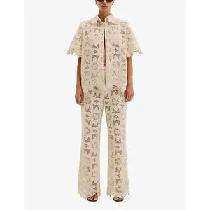 MALINA Ari Short-sleeve Guipure Lace Shirt