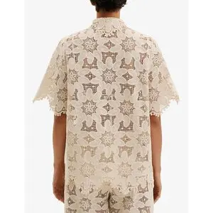 MALINA Ari Short-sleeve Guipure Lace Shirt