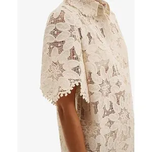 MALINA Ari Short-sleeve Guipure Lace Shirt