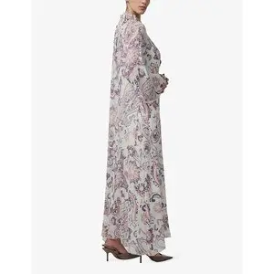 LEEM Shirred Neck Printed Woven Maxi Dress