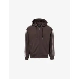 Emporio Armani Tape Zip-up Cotton Hoodie - Black Coffee