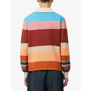 Paul Smith Colour-block Long-sleeve Cotton And Linen-blend Polo
