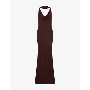 MALINA Vida Cowl-neck Stretch-woven Maxi Dress
