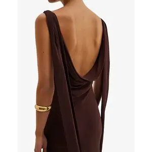 MALINA Vida Cowl-neck Stretch-woven Maxi Dress